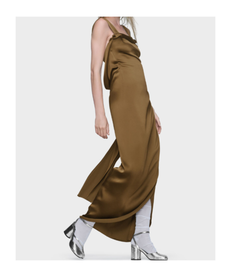 MAISON MARGIELA Maison Margiela Satin Maxi Dress with Draped Bow Detail